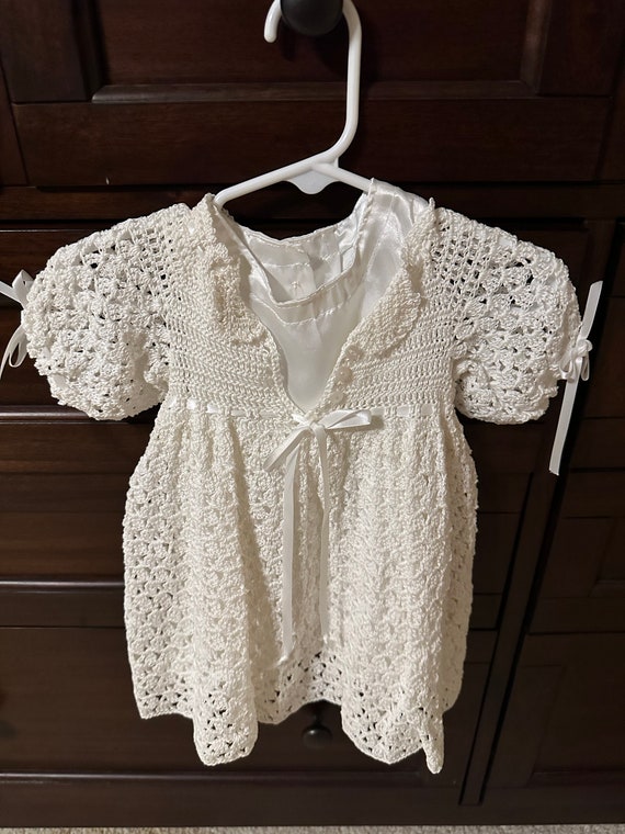 Hand Crocheted 2 pc Christening Gown - Gem