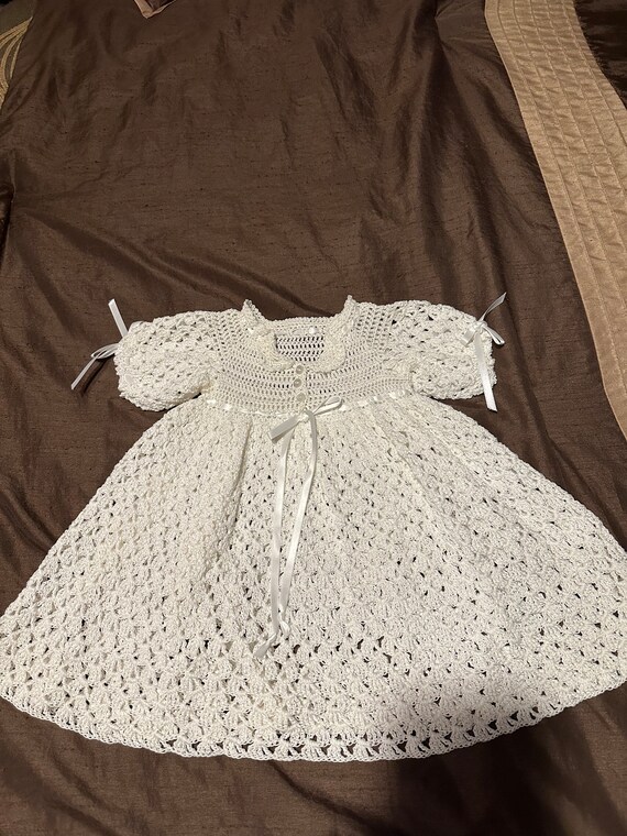 Hand Crocheted 2 pc Christening Gown - Gem