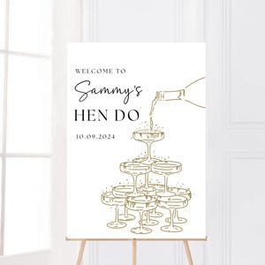 Custom Hen Do Welcome Sign Black and Gold Minimalist Hen Party Welcome ...