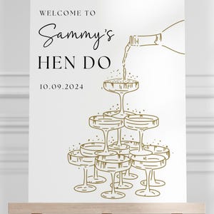 Custom Hen Do Welcome Sign Black and Gold Minimalist Hen Party Welcome ...