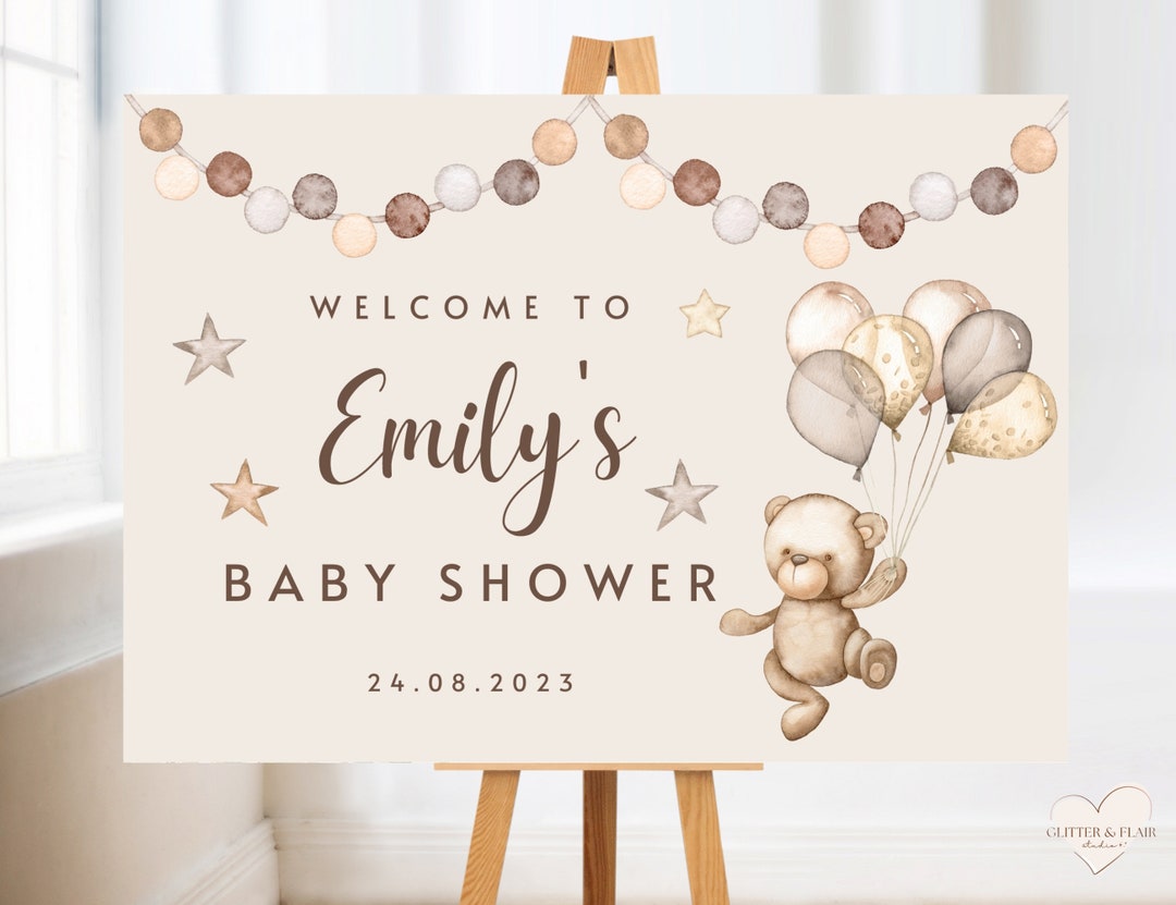 Letrero de bienvenida para baby shower We can Bearly Wait - Etsy México