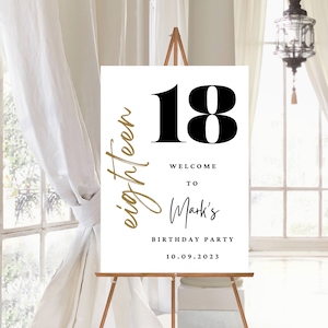 18th Birthday Party Welcome Sign Minimalist Custom Birthday Welcome ...