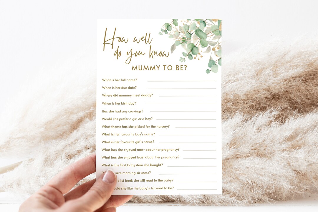 Printable Baby Shower Game How Well Do You Know Mummy to Be? Activity ...