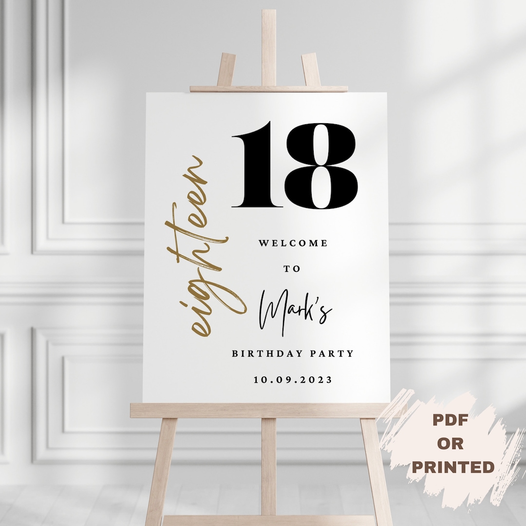 18th Birthday Party Welcome Sign Minimalist Custom Birthday Welcome ...