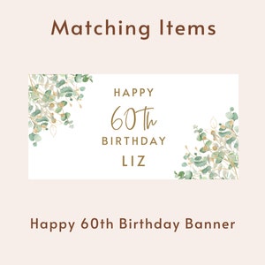 Personalised 60th Birthday Party Sign Green and Gold Custom Name 60th ...