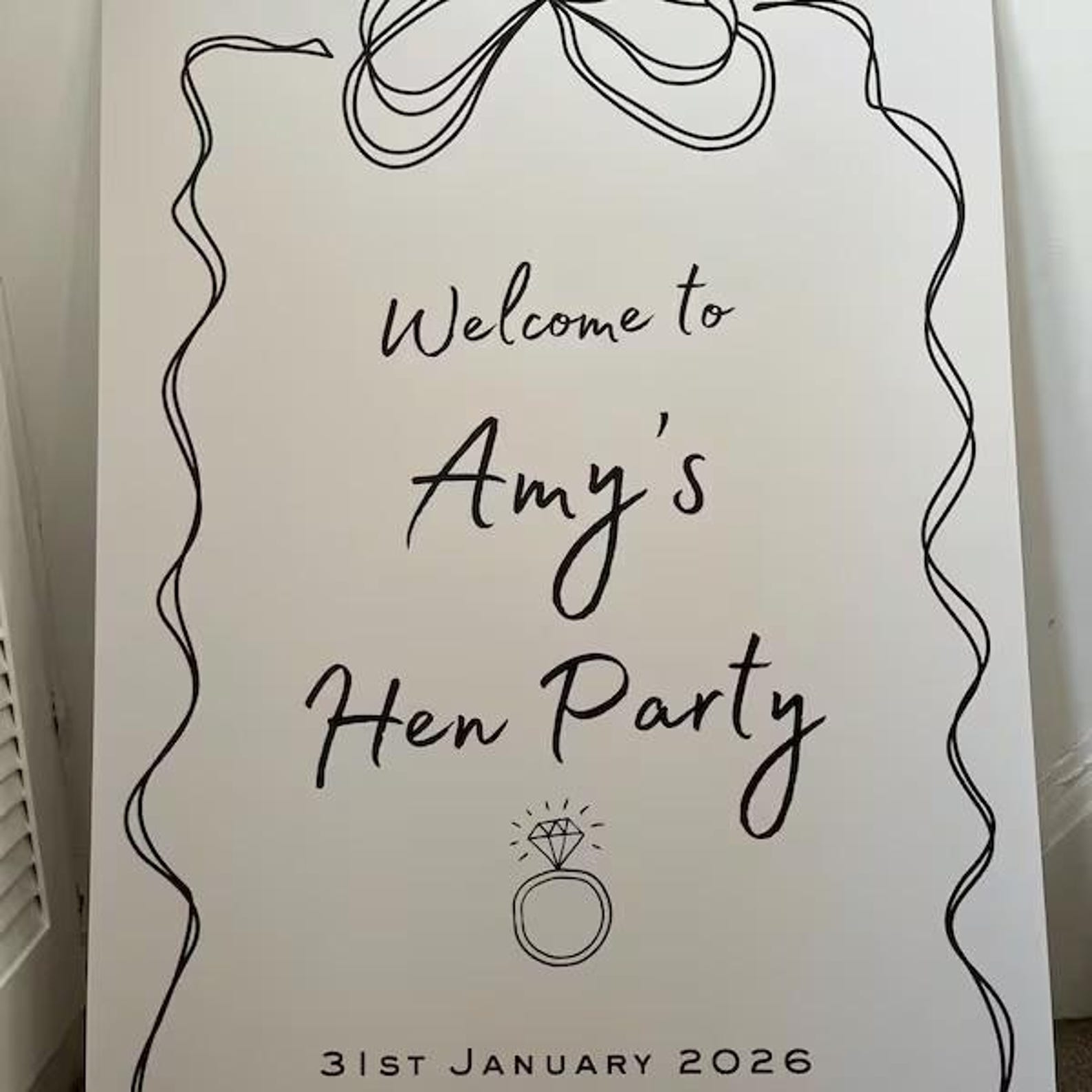 Custom Hen Party Welcome Sign Whimsical Handwritten Modern Hand Drawn ...