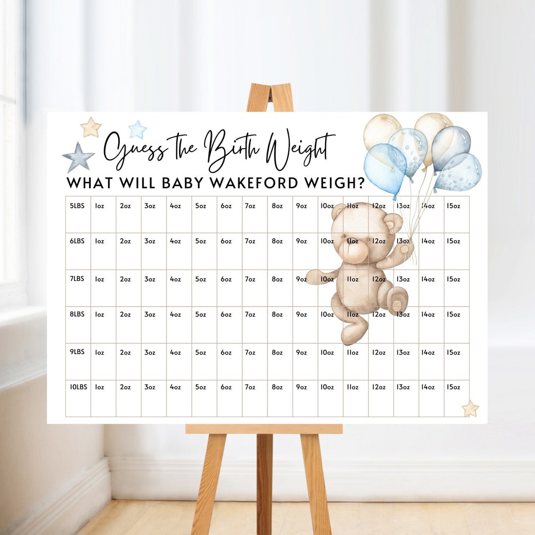 Baby Shower Game Custom Guess the Birth Weight Game Baby Boy Baby ...