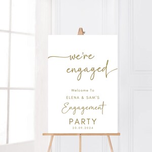 Custom Engagement Party Sign We're Engaged Welcome Poster Minimal ...