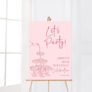 Pink 18th Birthday Welcome Sign, Personalised Party Decor, Printed ...