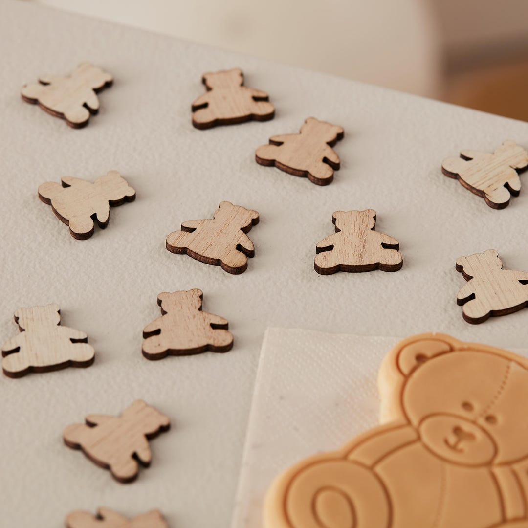 Teddy Bear Baby Shower Confetti Wooden Teddy Shape Cut Out Teddy Bear ...