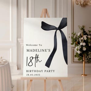 Personalised 18th Birthday Welcome Sign Black Bow Coquette Design 18th ...