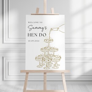 Custom Hen Do Welcome Sign Black and Gold Minimalist Hen Party Welcome ...