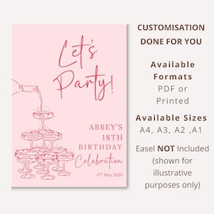 Pink 18th Birthday Welcome Sign, Personalised Party Decor, Printed ...