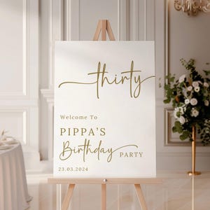 Personalised 30th Birthday Welcome Sign Minimalist Gold Trendy PRINTED ...
