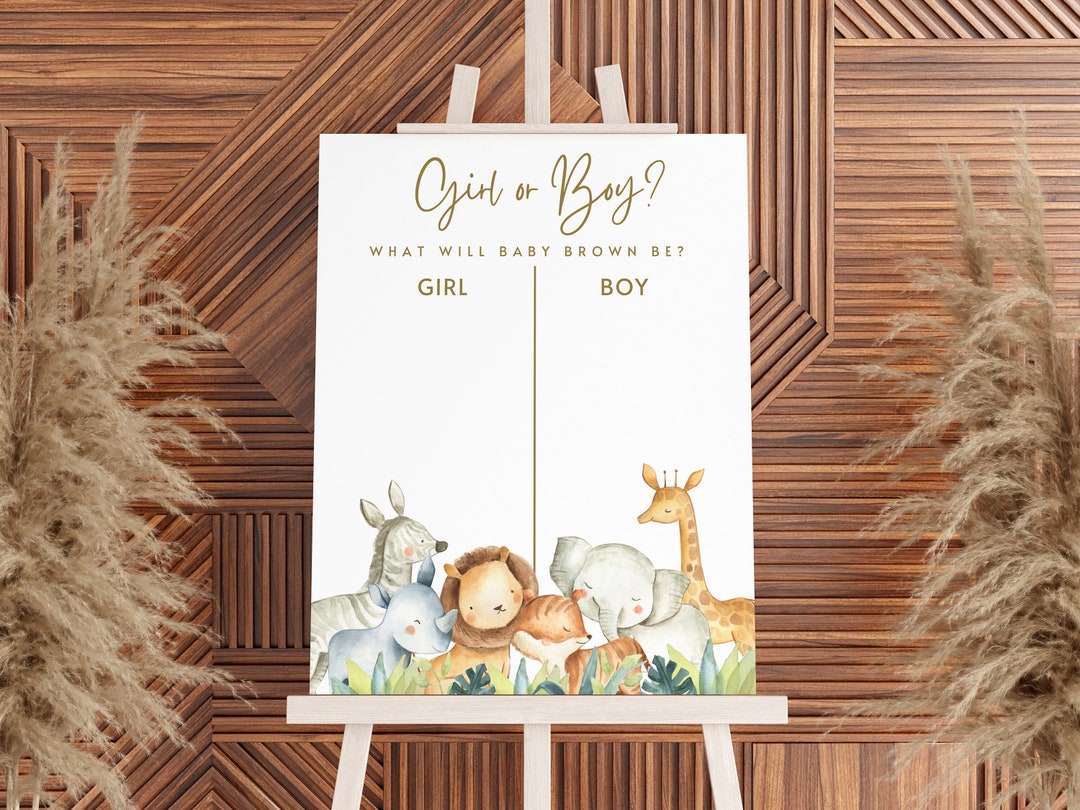 Girl or Boy Guess the Baby's Gender Safari Baby Shower Game Jungle ...