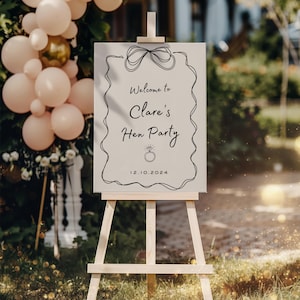 Custom Hen Party Welcome Sign Whimsical Handwritten Modern Hand Drawn ...