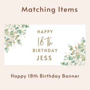 Personalised 18th Birthday Party Sign Green and Gold Custom Name 18th ...