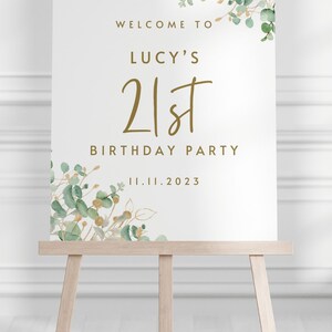Personalised 21st Birthday Party Sign Green and Gold Custom Name 21st ...
