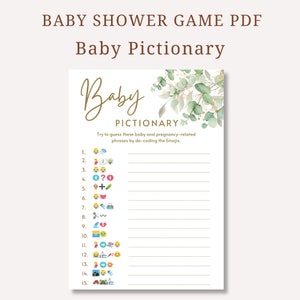 Baby Shower Emoji Pictionary Printable Baby Shower Game Activity Baby ...