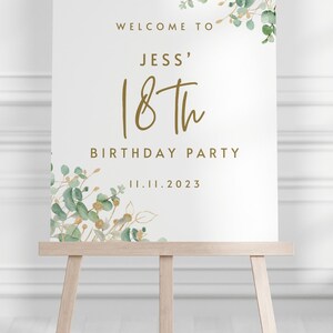 Personalised 18th Birthday Party Sign Green and Gold Custom Name 18th ...