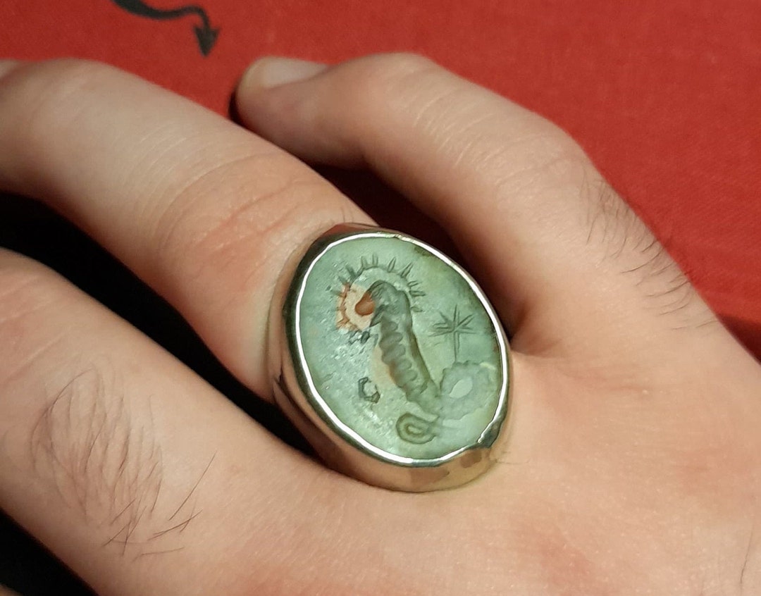 Gnostic Chnoubis Engraved on Bloodstone Gem Silver Ring - Etsy