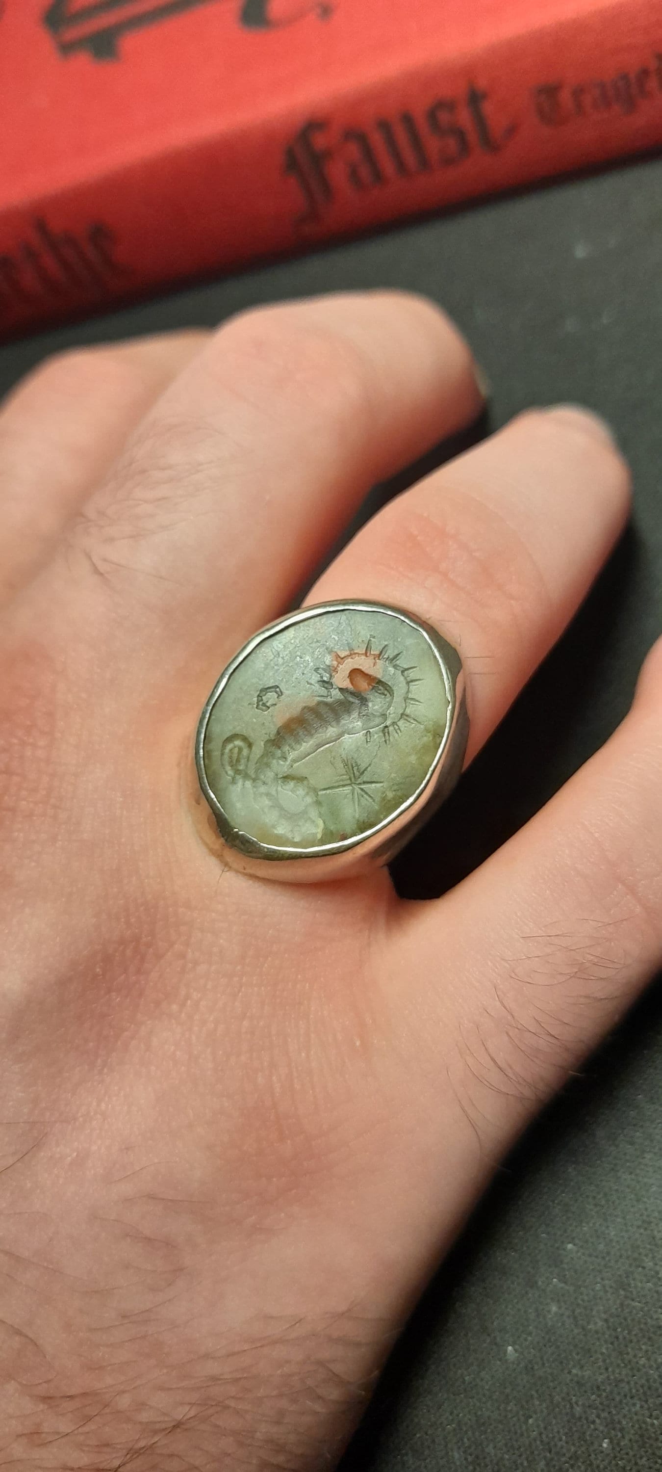 Gnostic Chnoubis Engraved on Bloodstone Gem Silver Ring - Etsy