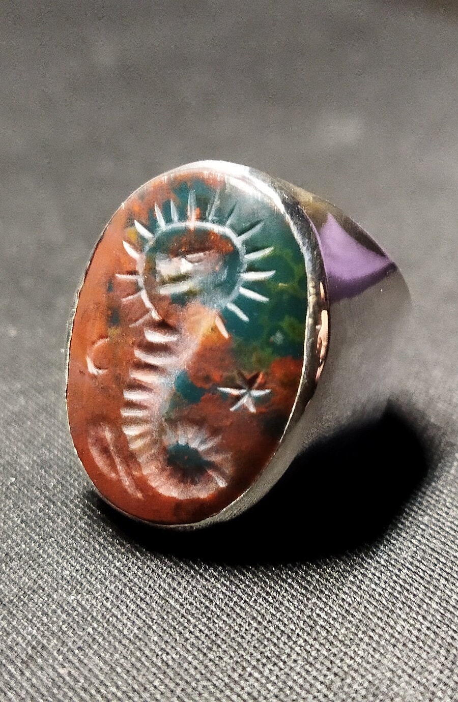 Gnostic Chnoubis Engraved on Bloodstone Gem Silver Ring - Etsy
