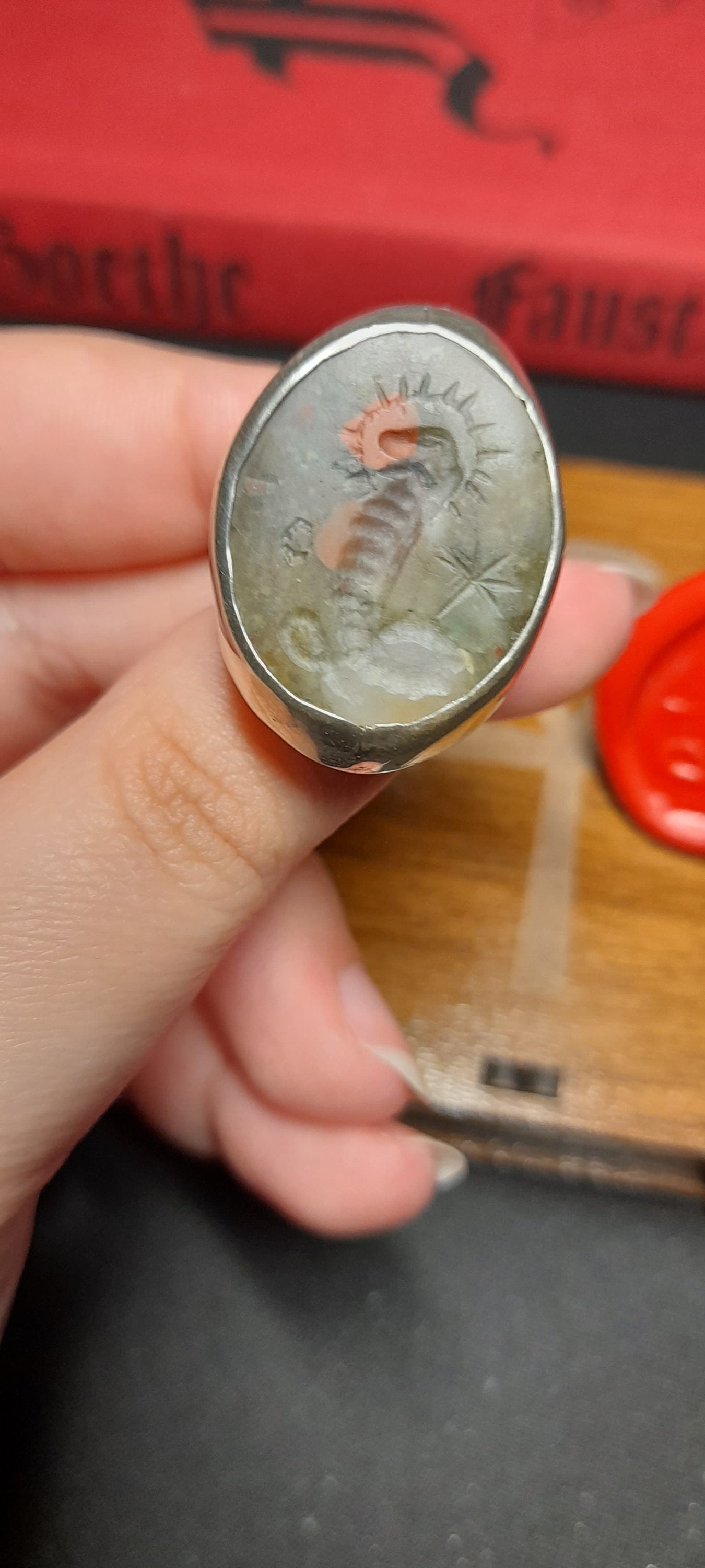 Gnostic Chnoubis Engraved on Bloodstone Gem Silver Ring - Etsy