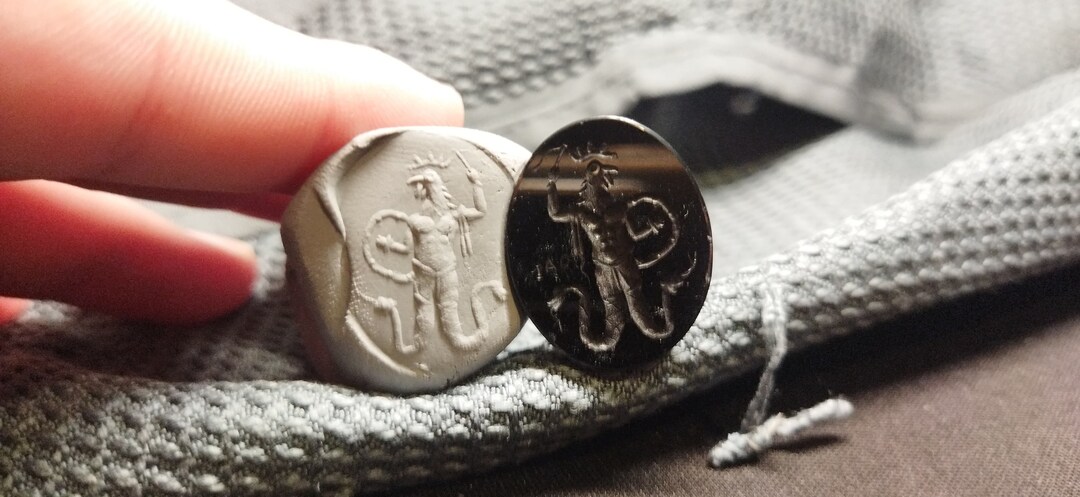 Gnostic Abraxas Engraved on Red Agate Gem - Etsy