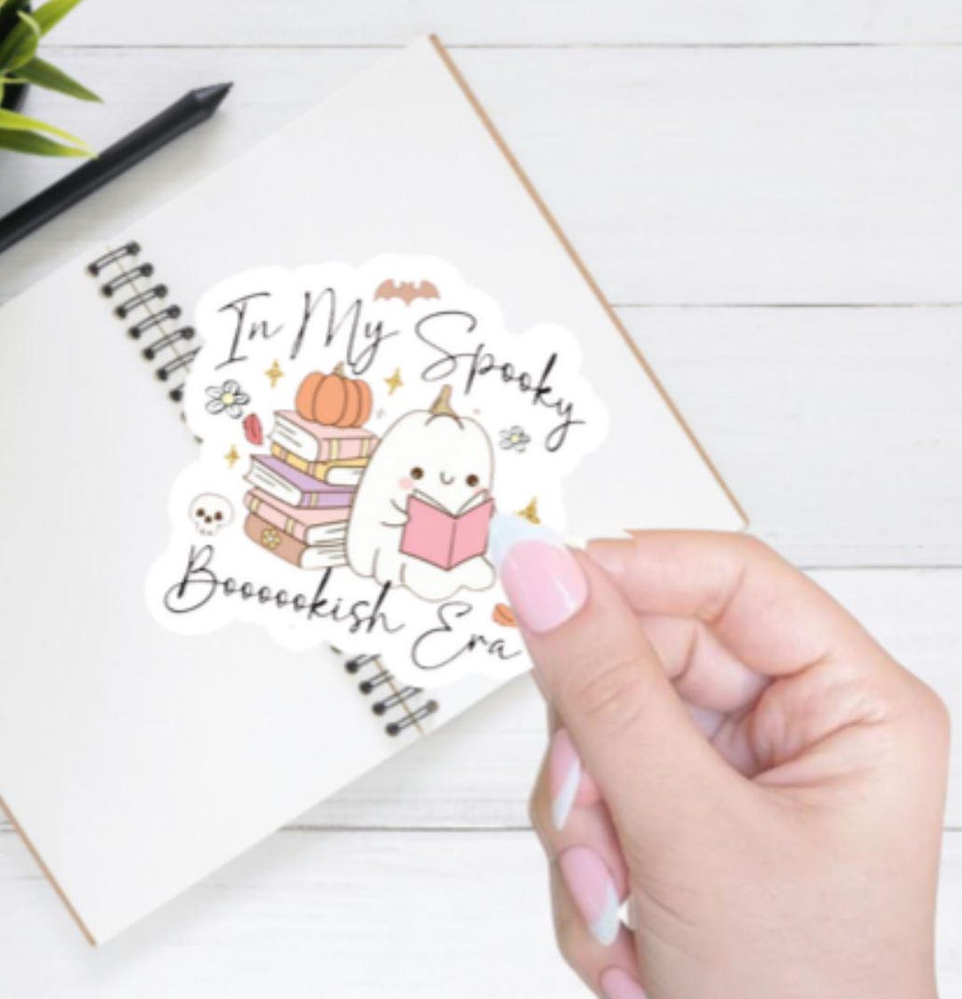 Spooky Ghost Reading Sticker: Halloween Book Lover Vinyl Decal - Etsy