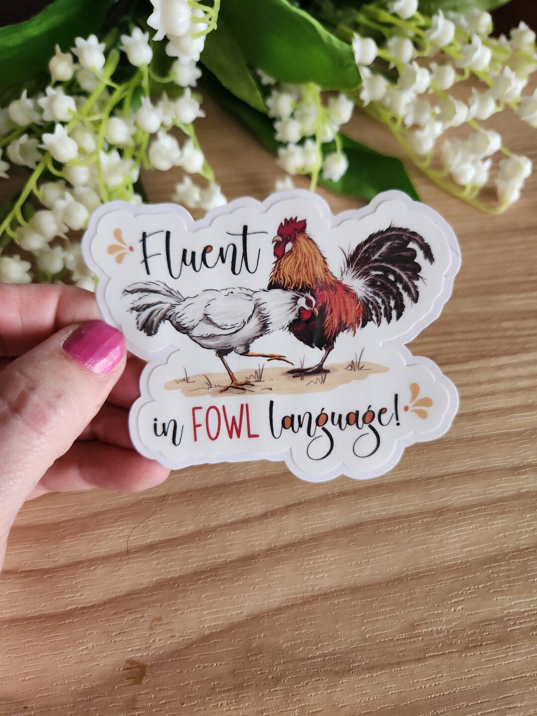 Fluent in Fowl Language Sticker, Funny Mom Sticker, Funny Chicken ...