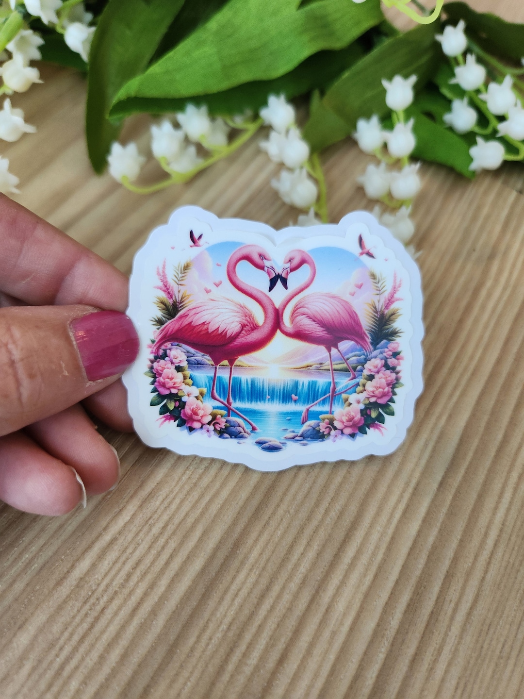 Pink Flamingo Stickers, Waterproof Flamingo Stickers, Watercolor Beach ...