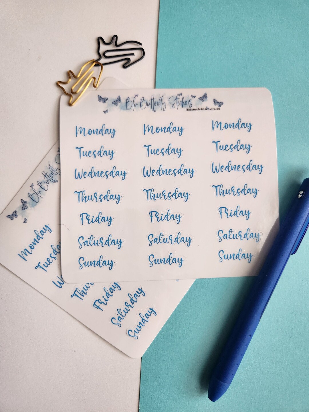 Script Days of the Week Stickers, Cursive Days of the Week, Weekday ...