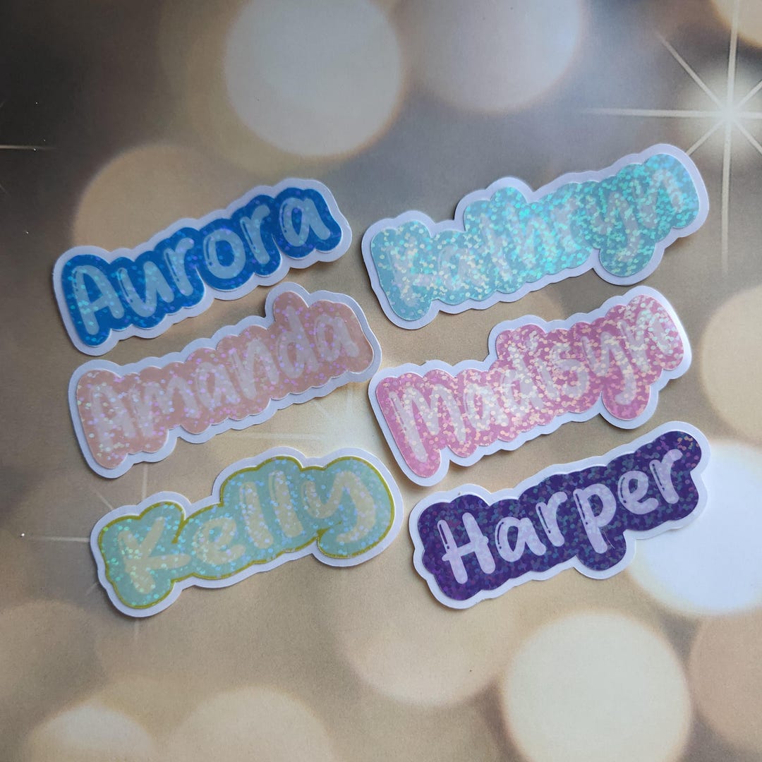 Custom Holographic Name Sticker, Personalized Decal, Multicolor - Etsy