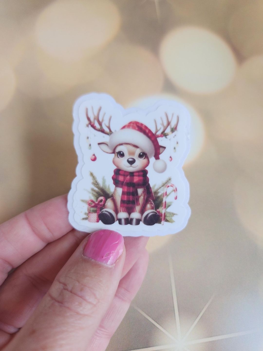 Reindeer Stickers, Christmas Deer Sticker, Christmas Lights Sticker ...