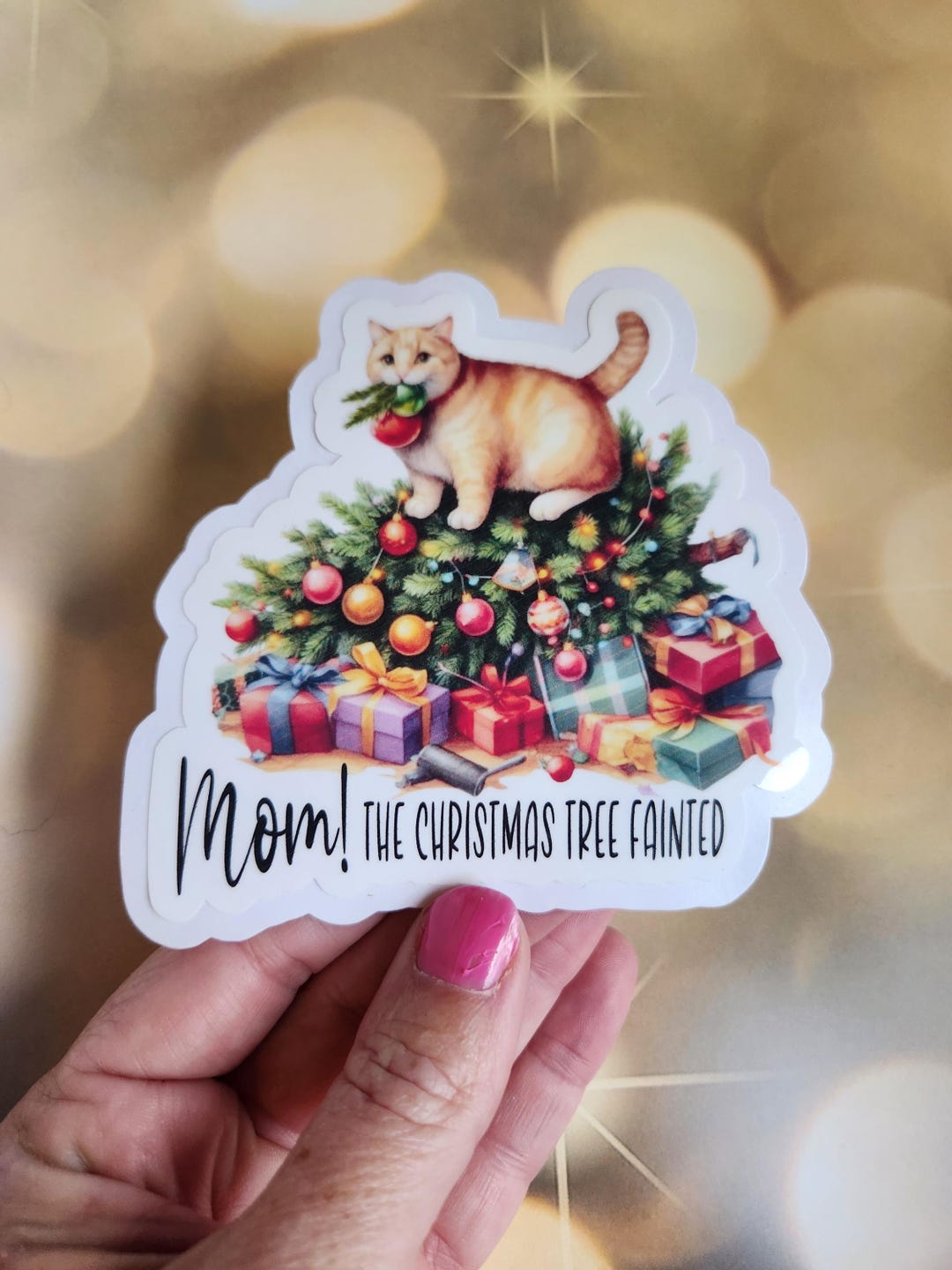 Funny Cat Christmas Tree Vinyl Sticker, Holiday Planner Decal - Etsy