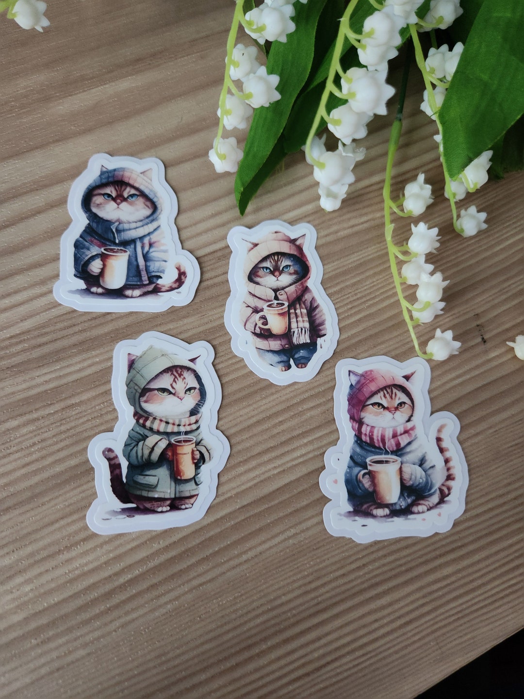Grumpy Cat With Coffee Sticker, Motivational Cat Mom Decal - Etsy