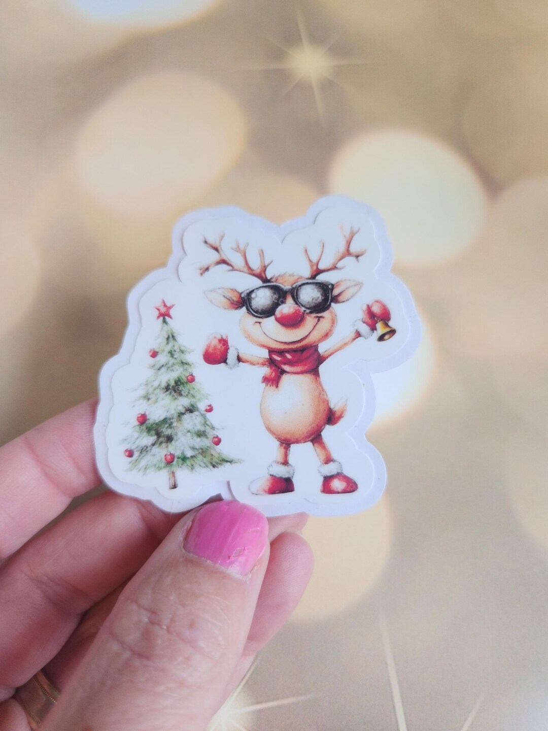 Reindeer Stickers, Christmas Deer Sticker, Christmas Lights Sticker ...