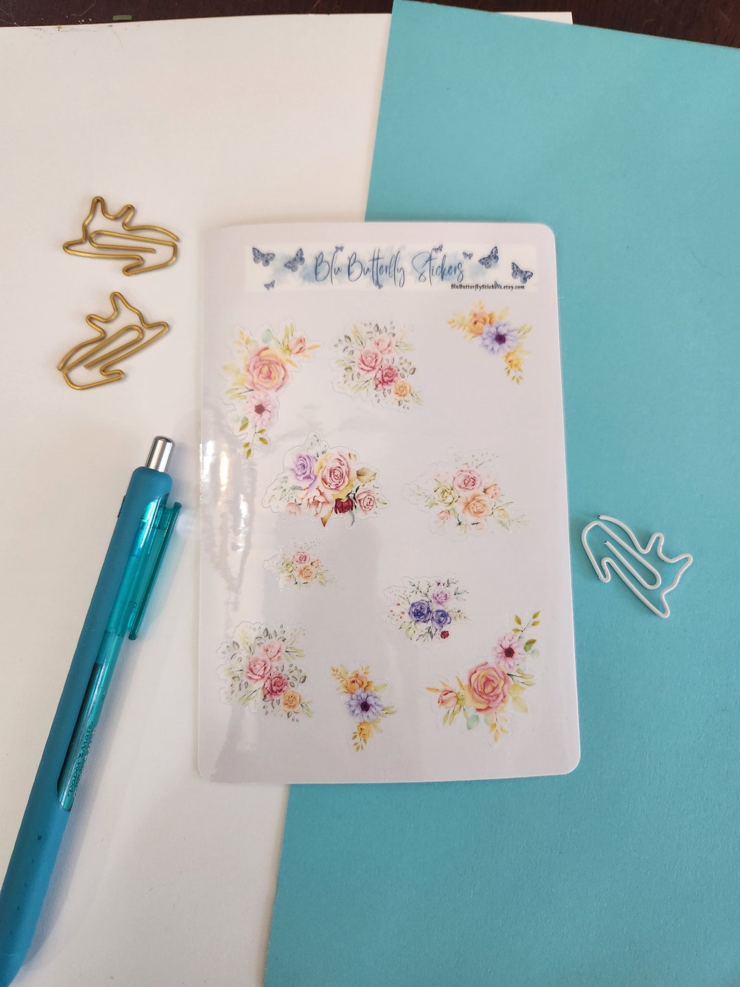 Floral Sticker Sheet, Floral Stickers for Laptop, Flower Sticker Sheet ...
