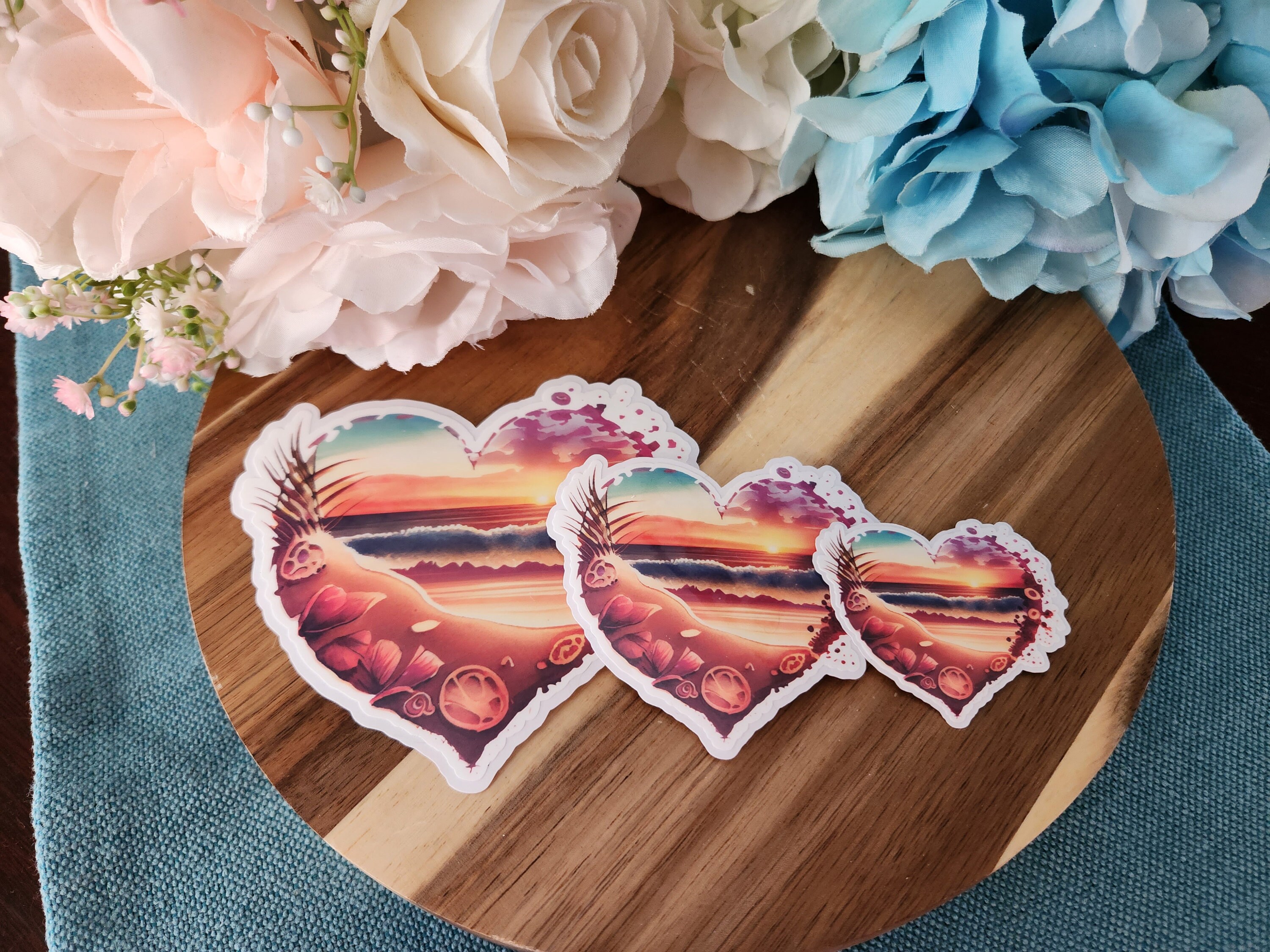 Beach Heart Sticker Set Watercolor Beach Sticker for Water - Etsy