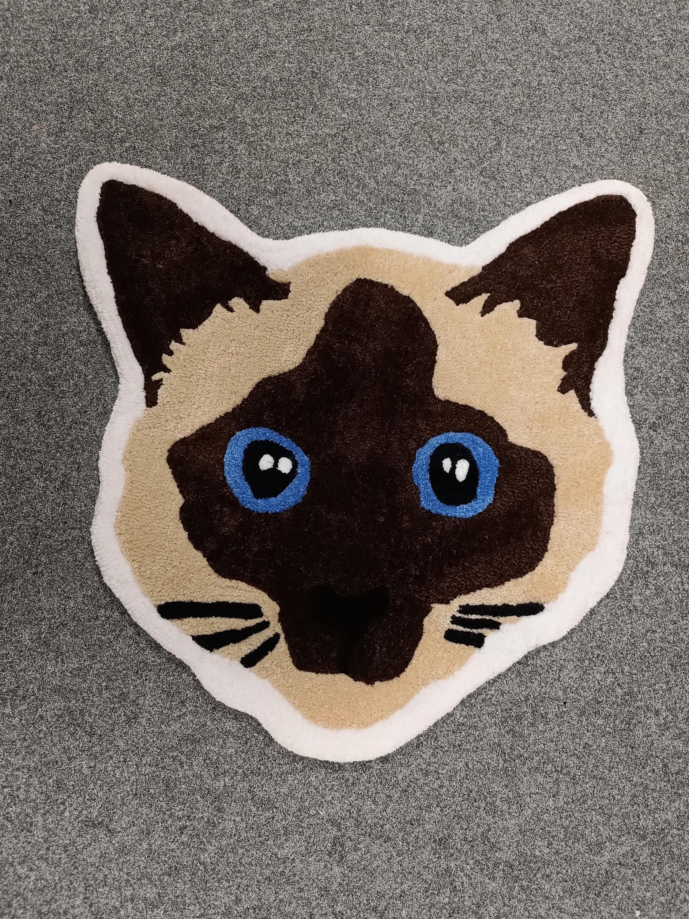 Siamese Cat Rug, Cat Head, Kitty Thick High Quality Rug Handmade Carpet ...