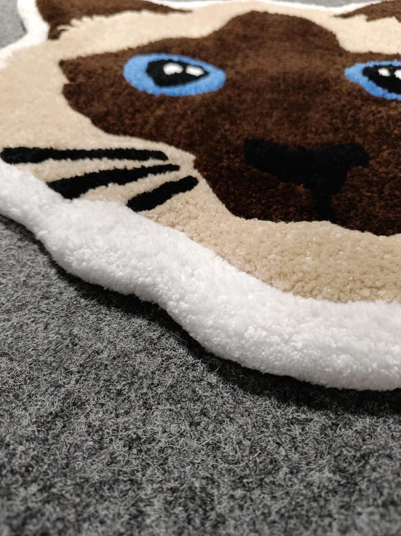 Siamese Cat Rug, Cat Head, Kitty Thick High Quality Rug Handmade Carpet ...