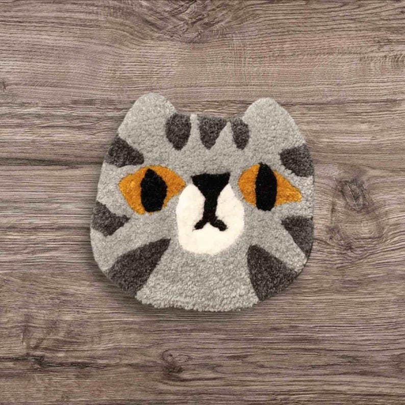 Hanging Kitten Decoration, Cat Mini Wall Rug, Gray, Gift for Birthday ...