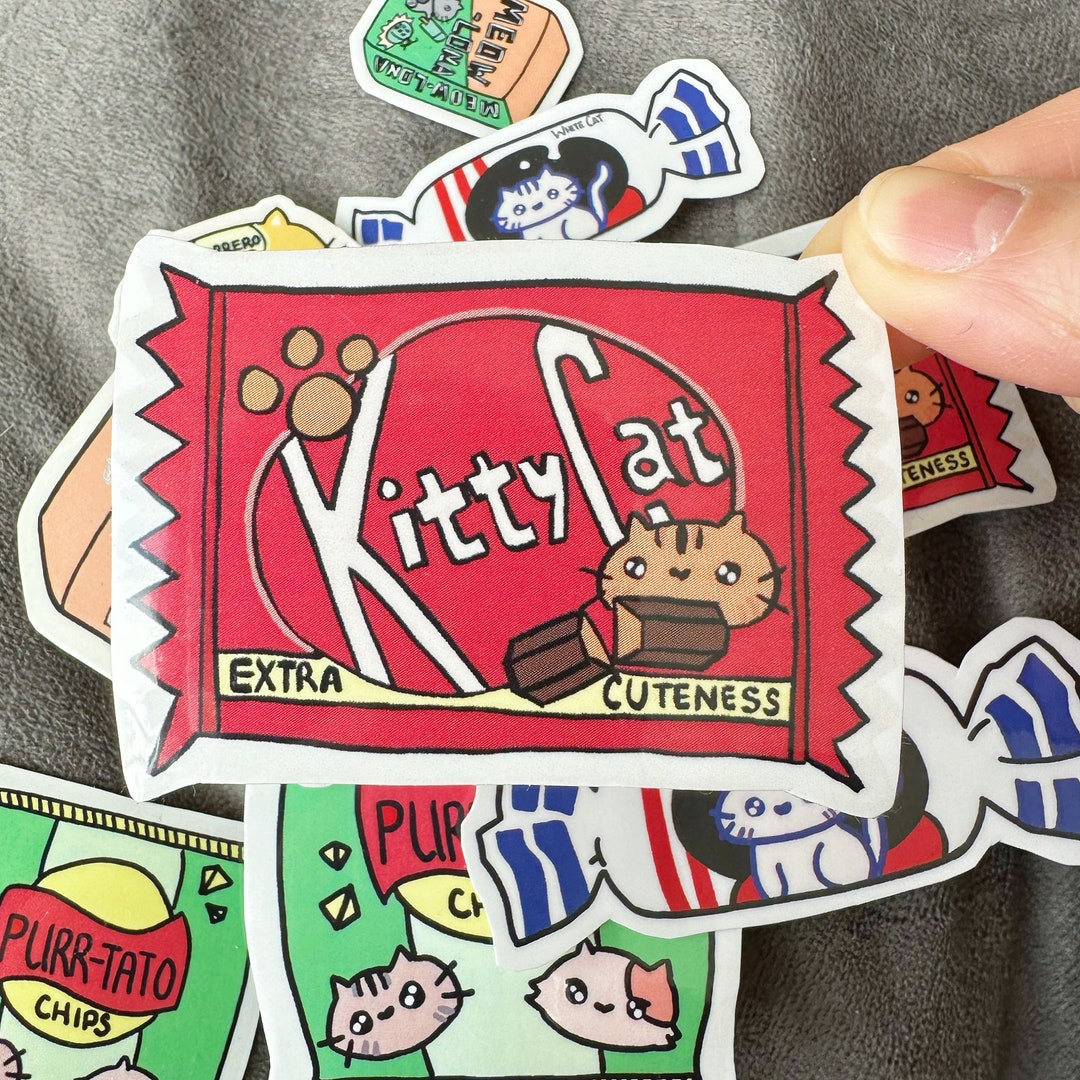 Kitty Cat Candy Glossy Vinyl Sticker, Water Bottle Sticker, Car Decal ...