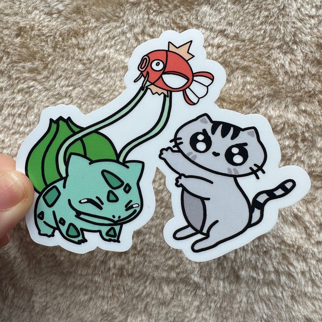 Bulbasaur Cat Sticker, Bulbasaur Stickers, Cat Glossy Vinyl Sticker ...