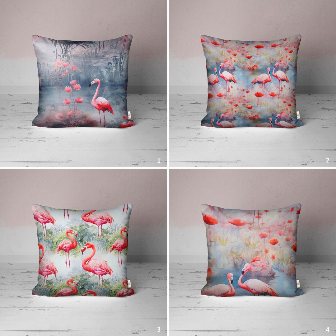 Pink Flamingo Pillow Cover,summer Trend Cushion Case,floral Pillow Case ...
