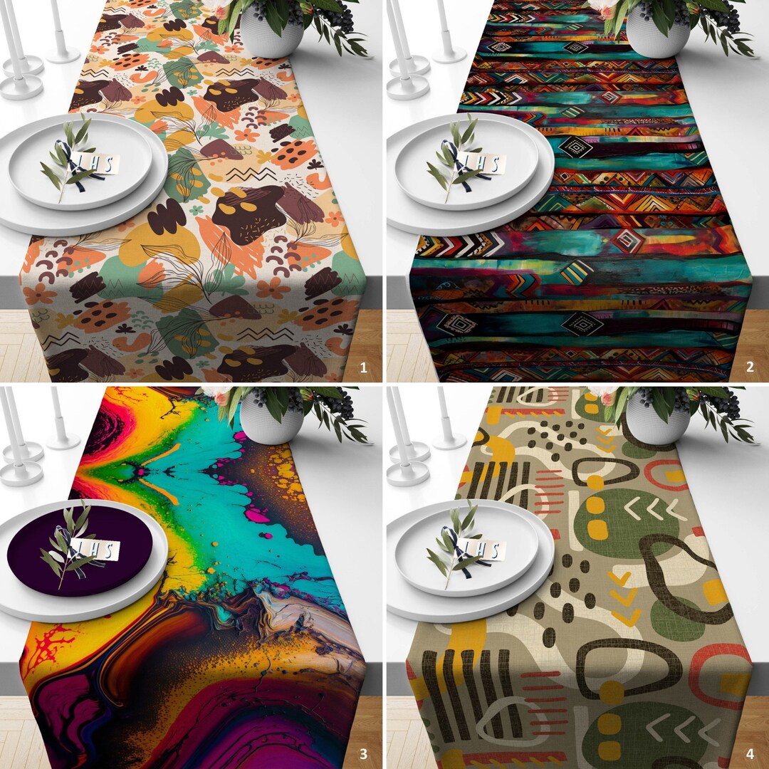 Onedraw Table Runner,abstract Floral Kitchen Decor,cozy Table Runner ...