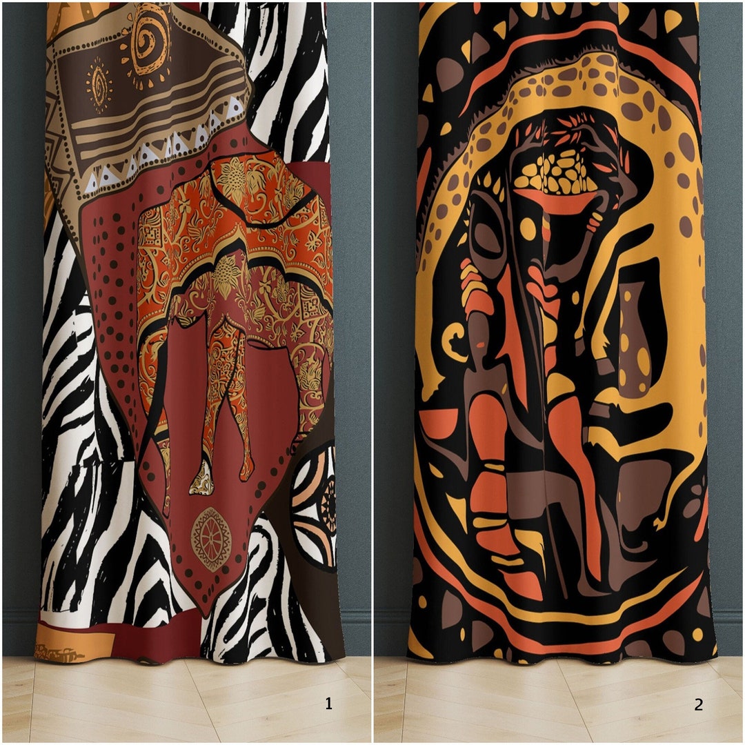 African Curtains,ethnic Abstract Window Treatments,safari Window Drapes ...