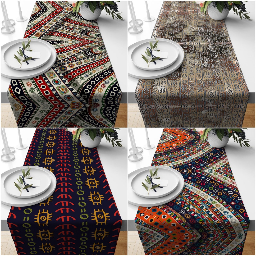 Tribal Table Runner,rustic Tablecloth,abstract Home Decor,authentic ...