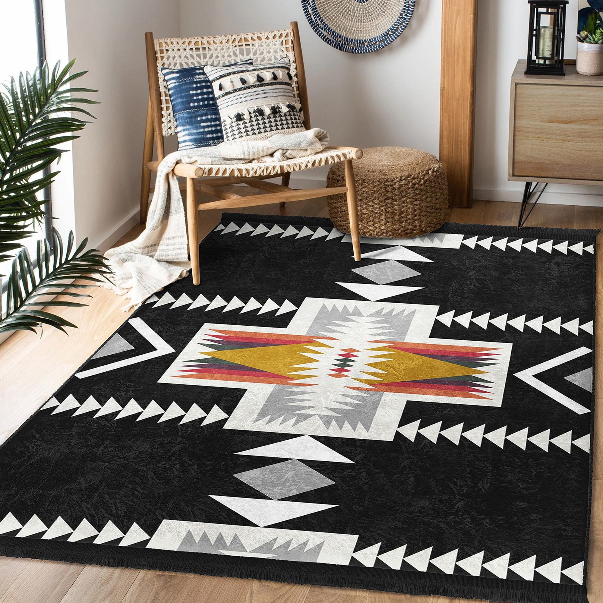 Rug Design Carpet,aztec Fringed Anti-slip Floor Mat,southwestern Rug ...